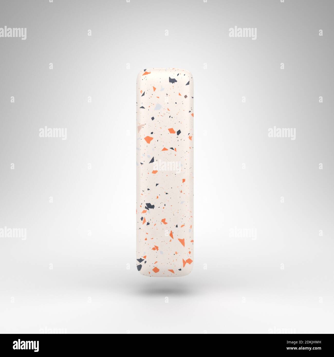 Letter L lowercase on white background. 3D rendered font with terrazzo ...