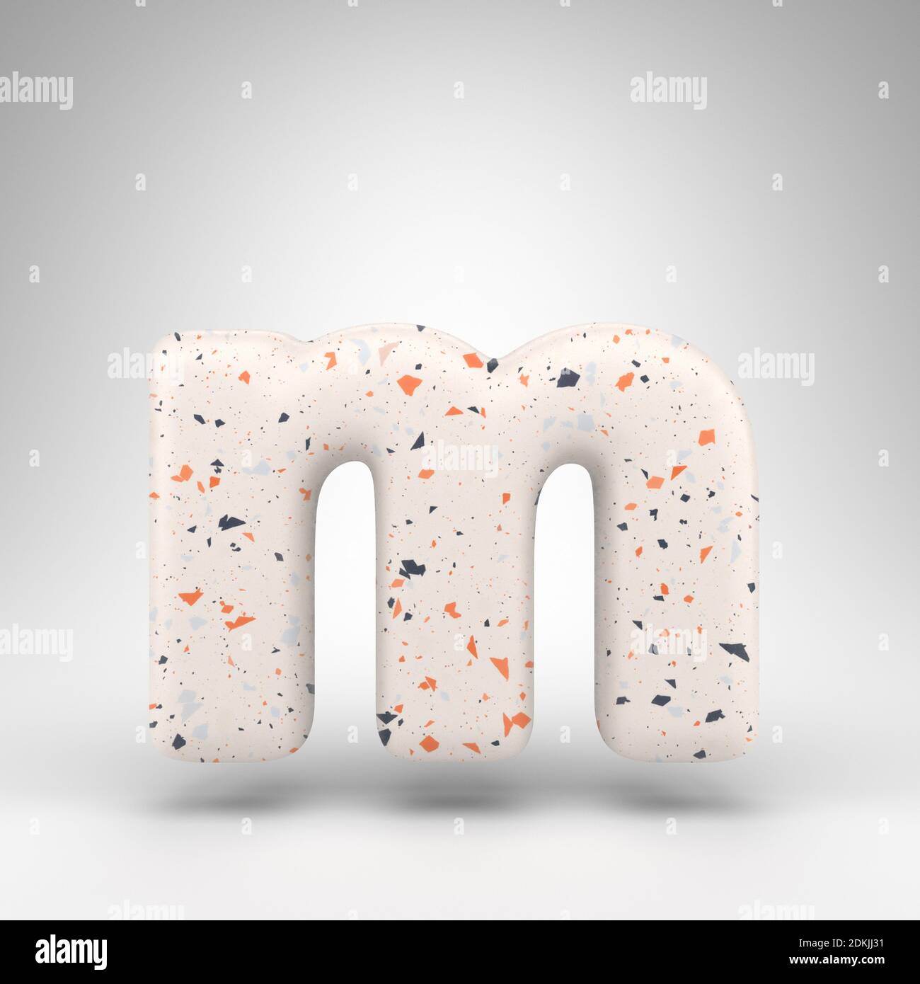Letter M lowercase on white background. 3D rendered font with terrazzo ...