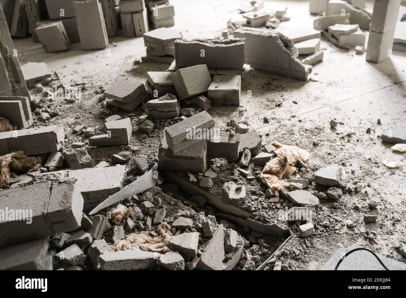 Abandoned house interior, dirty room, rotten peeled walls Stock Photo ...