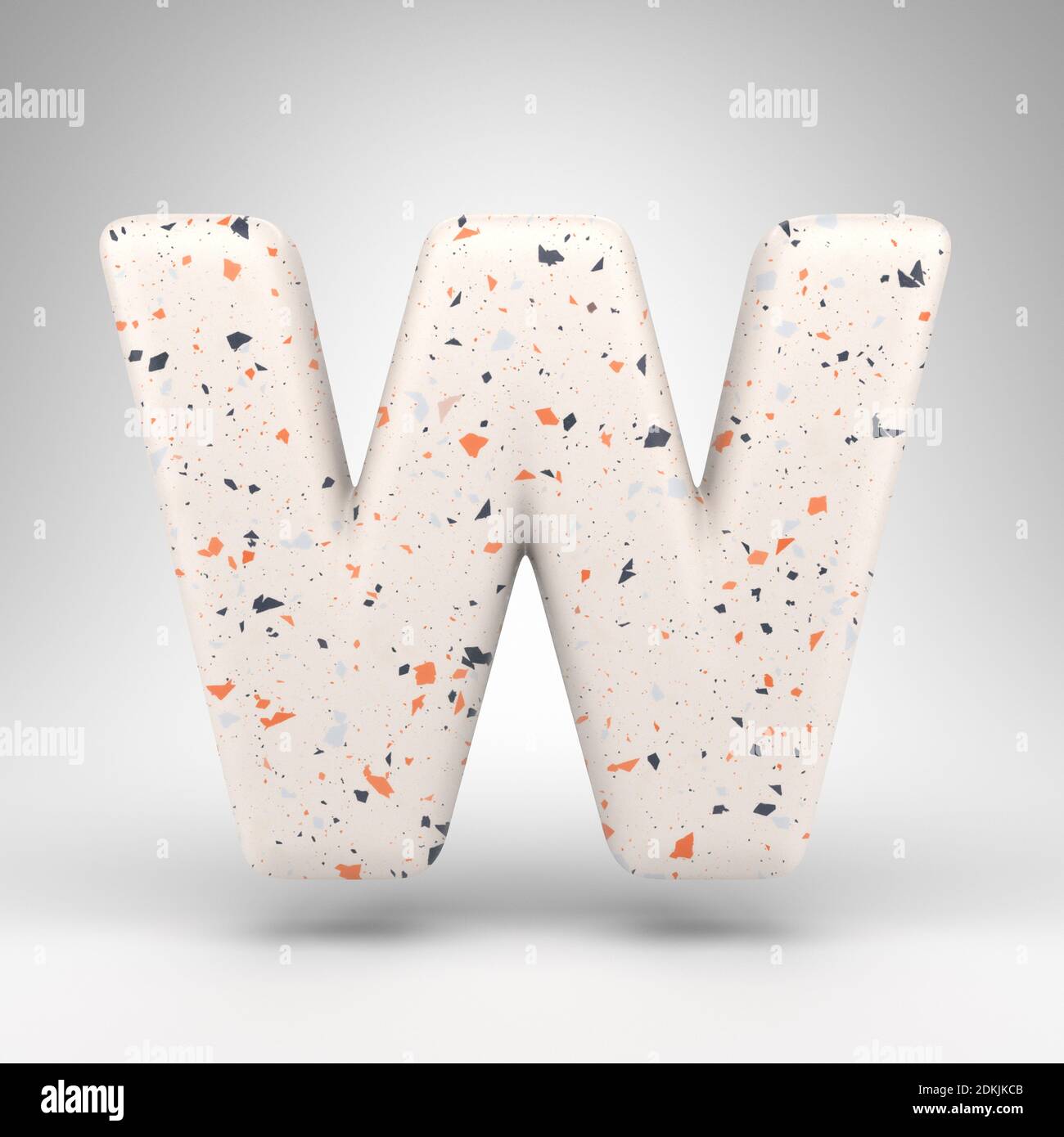 Letter W uppercase on white background. 3D rendered font with terrazzo ...