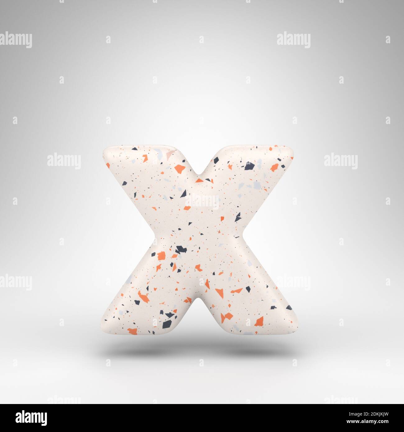 Letter X lowercase on white background. 3D rendered font with terrazzo ...