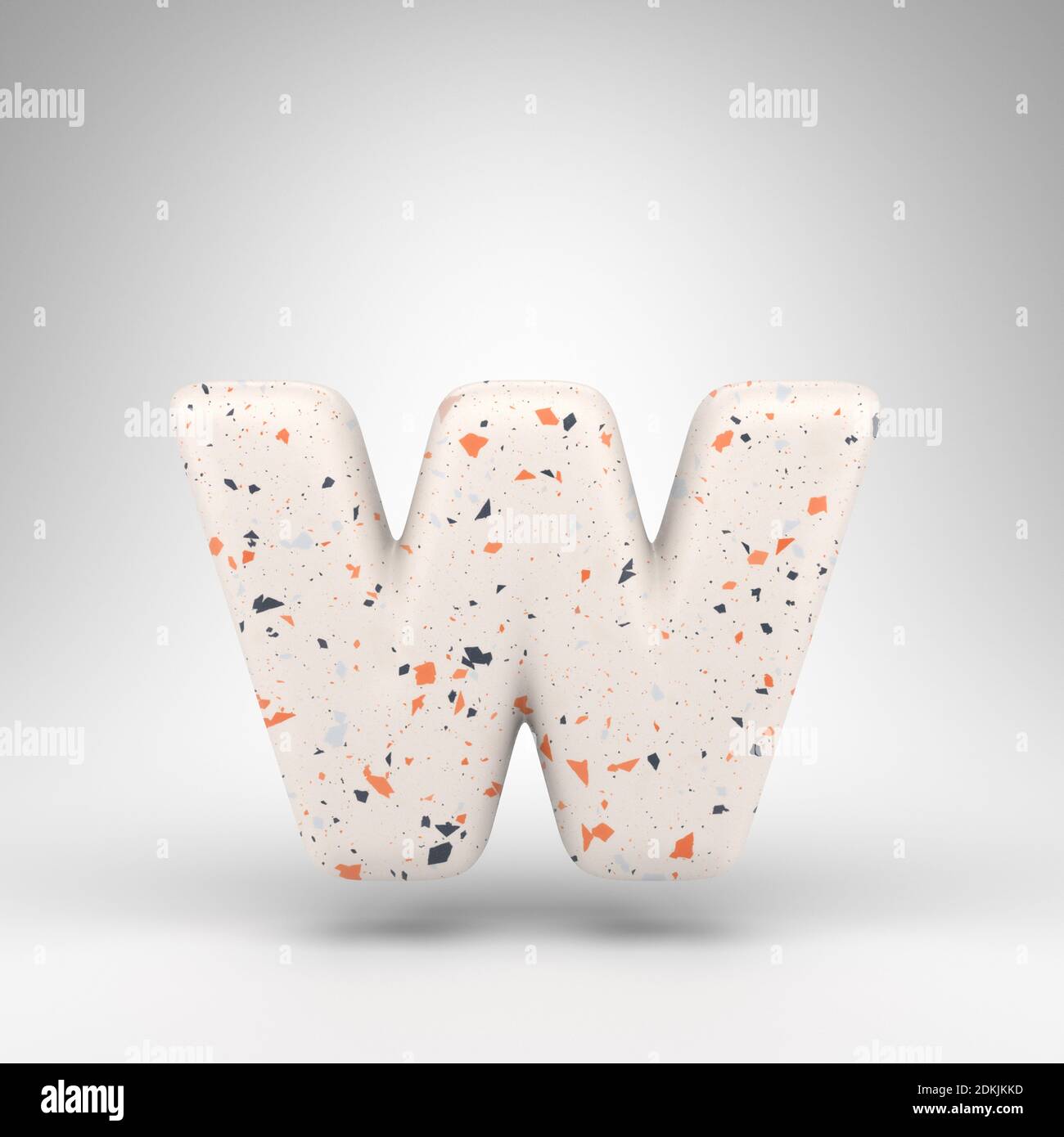 Letter W lowercase on white background. 3D rendered font with terrazzo ...