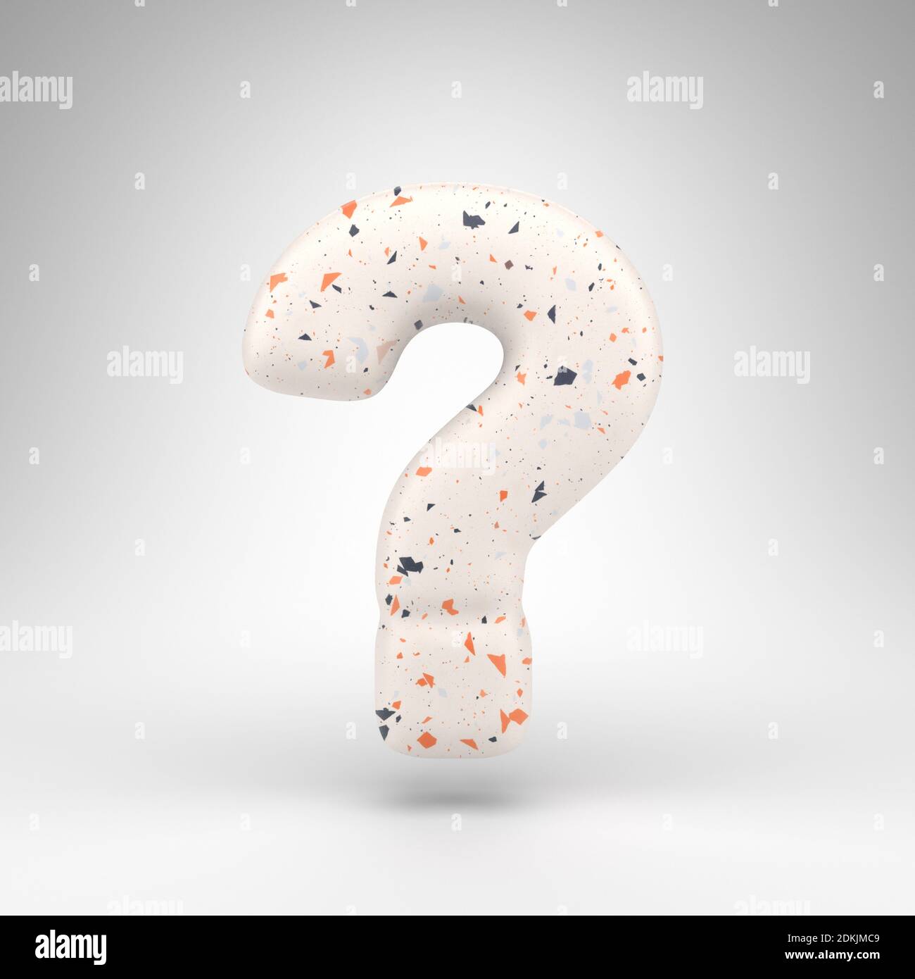 Question symbol on white background. 3D rendered sign with terrazzo ...