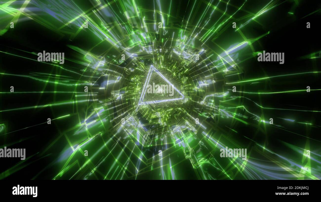 Abstract green triangle science fiction 3d illustration design ...