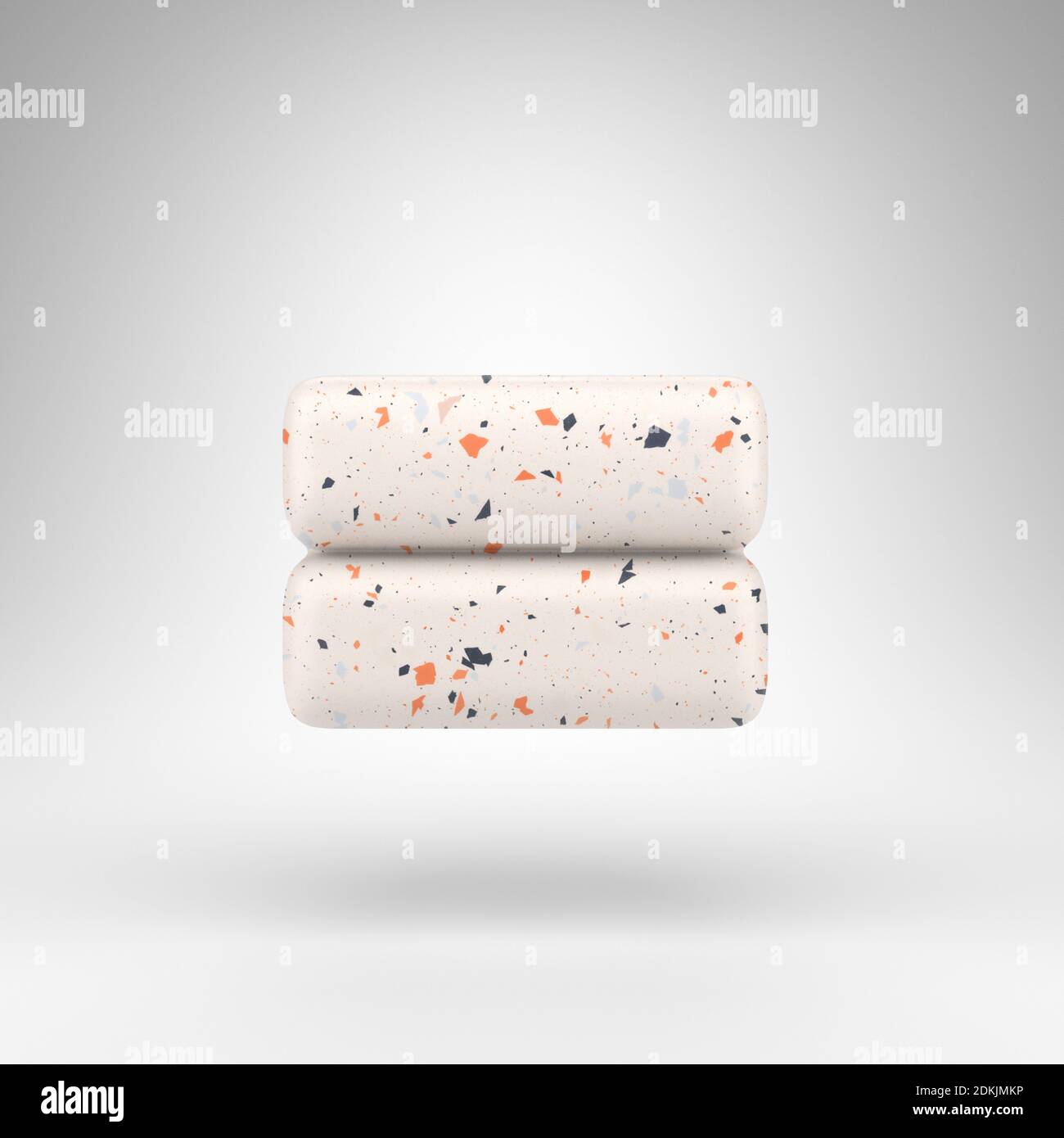 Equals symbol on white background. 3D rendered sign with terrazzo ...