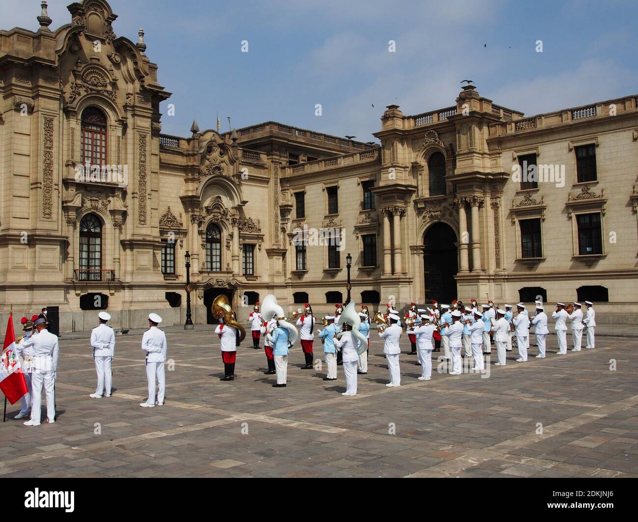 Military parade in the courtyard of the government palace at the ...