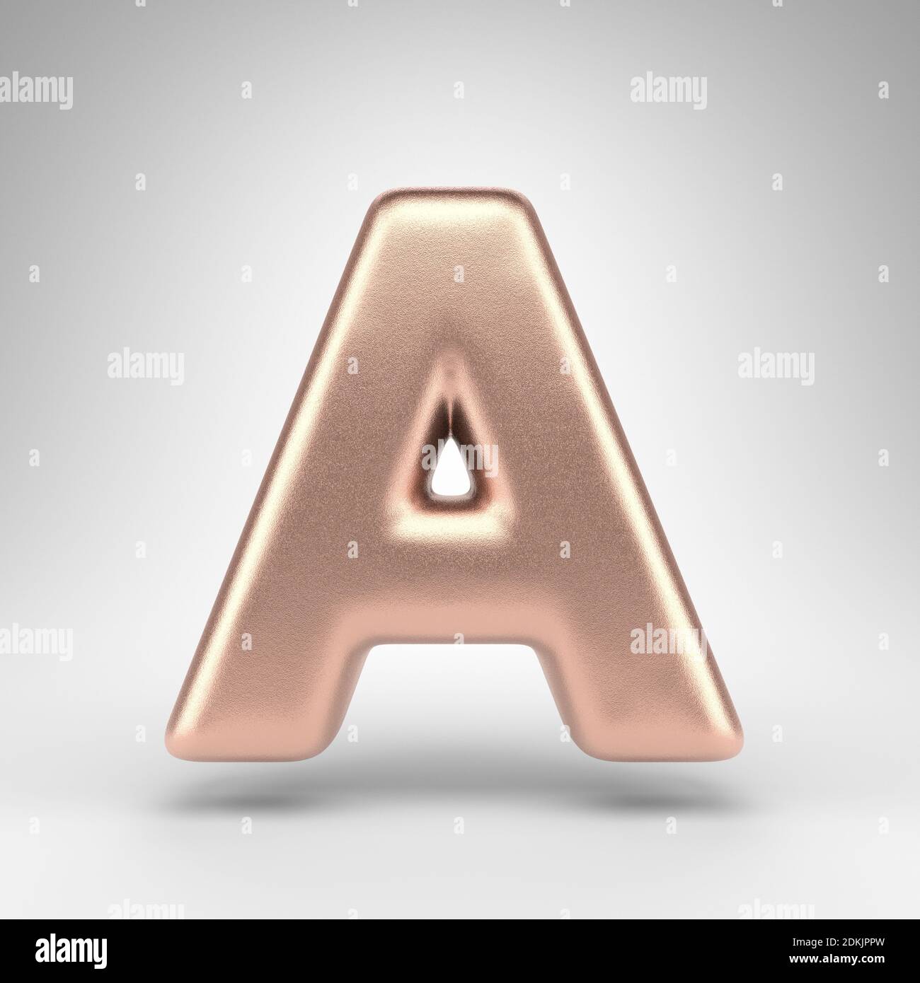Letter A uppercase on white background. Matte copper 3D rendered font ...