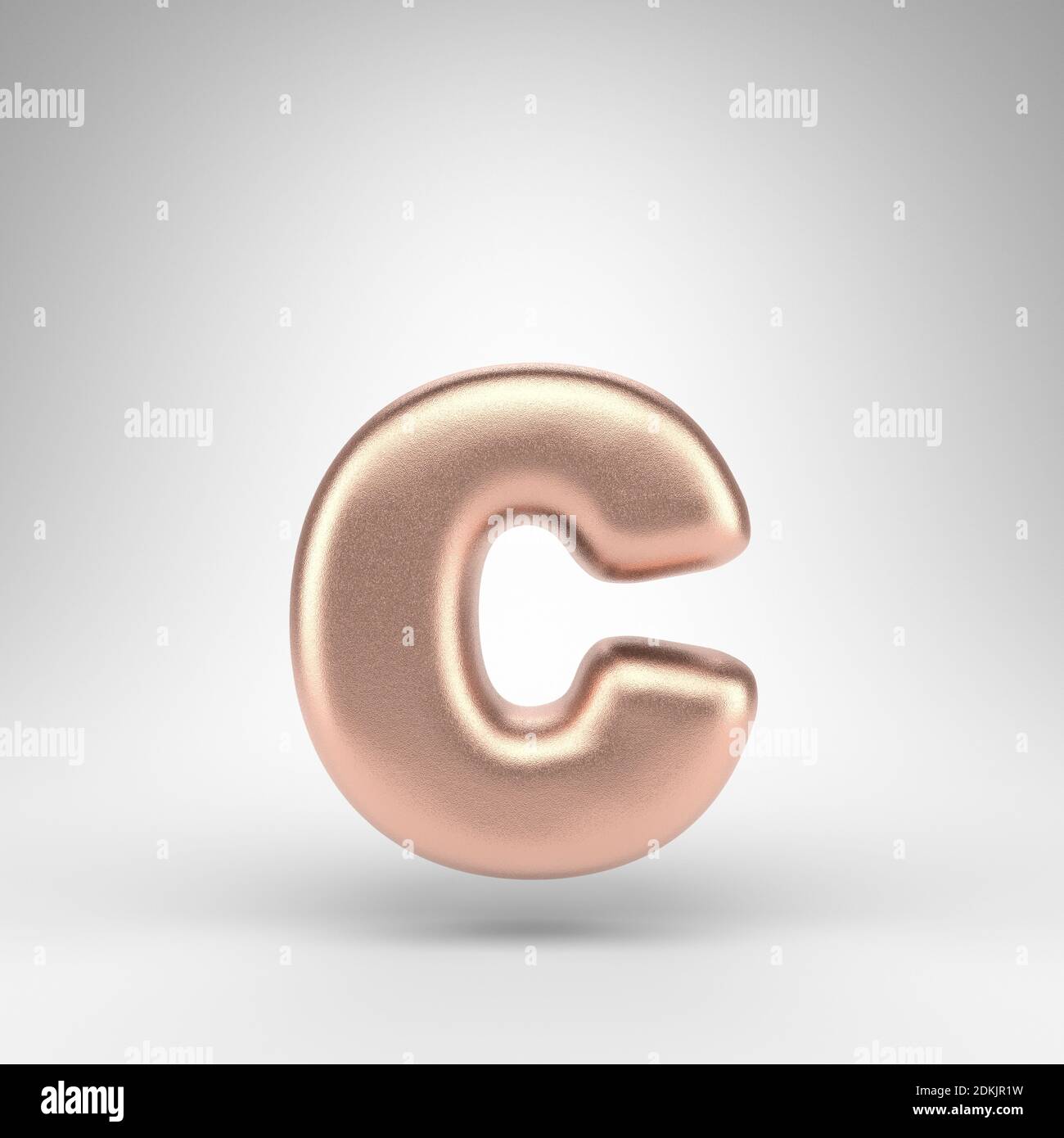 Letter C lowercase on white background. Matte copper 3D rendered font ...