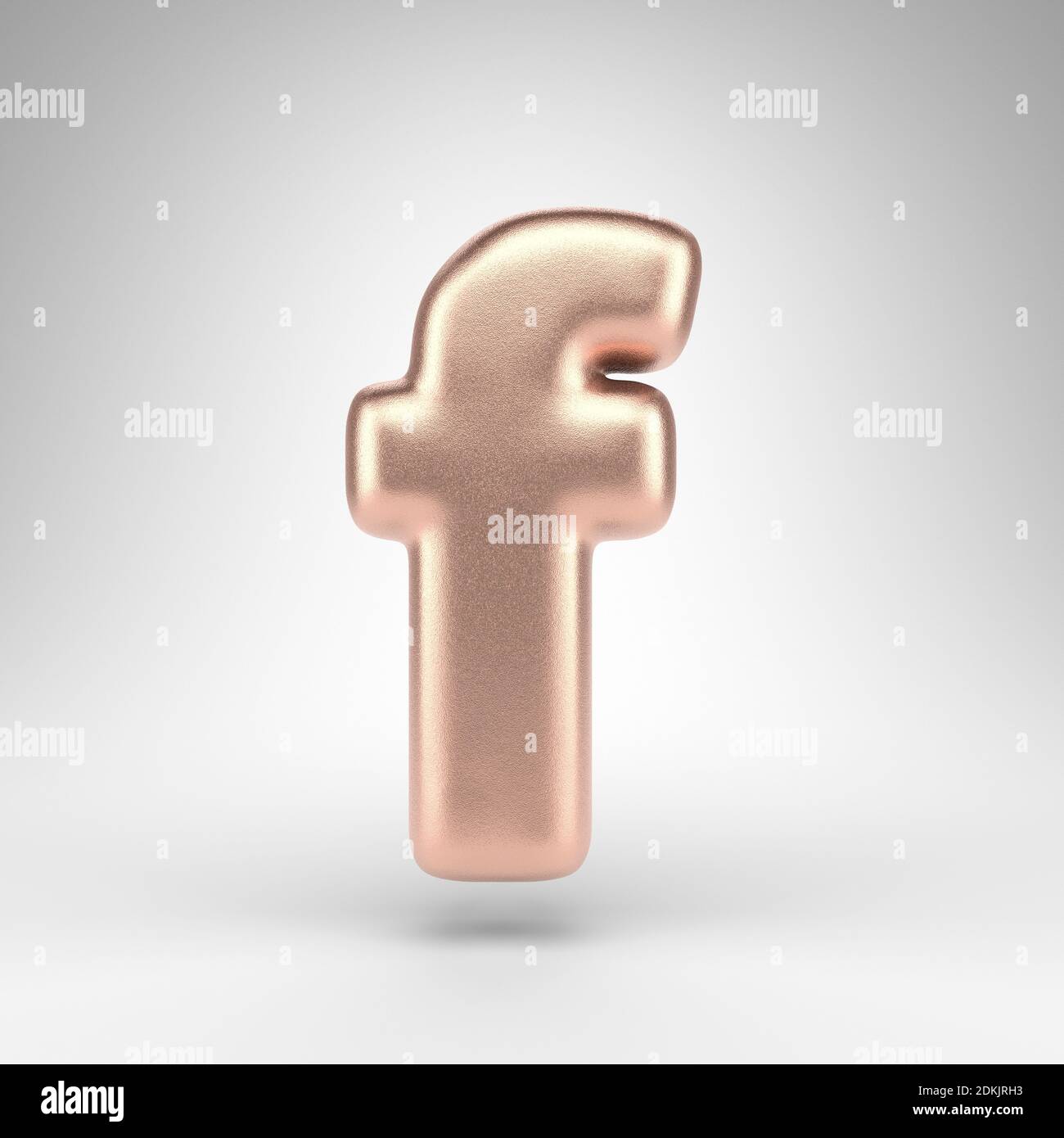 Letter F lowercase on white background. Matte copper 3D rendered font ...