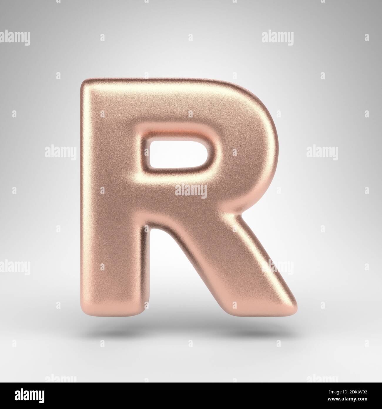 Letter R uppercase on white background. Matte copper 3D rendered font ...