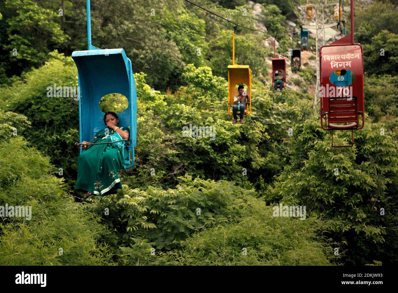 Rajgir, Bihar, India. 16th December 2020. The existing chairlift ...