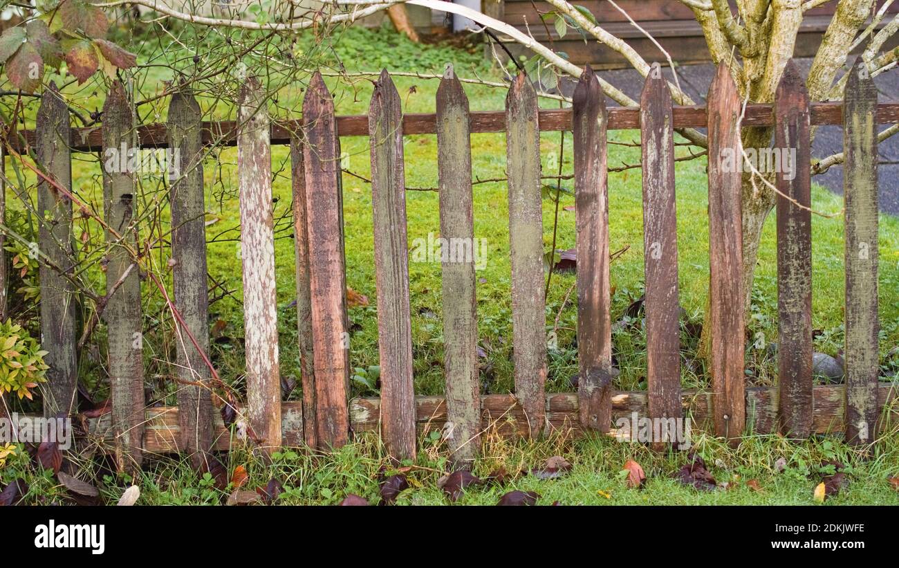 Old wooden picket fence hi-res stock photography and images - Alamy