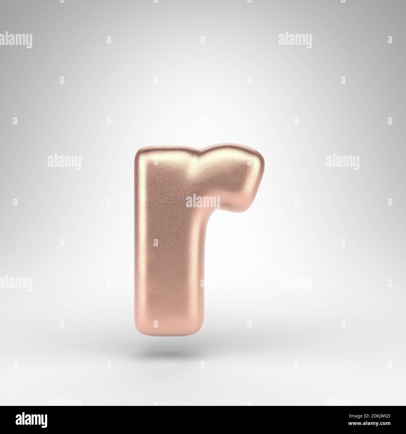 Letter R lowercase on white background. Matte copper 3D rendered font ...