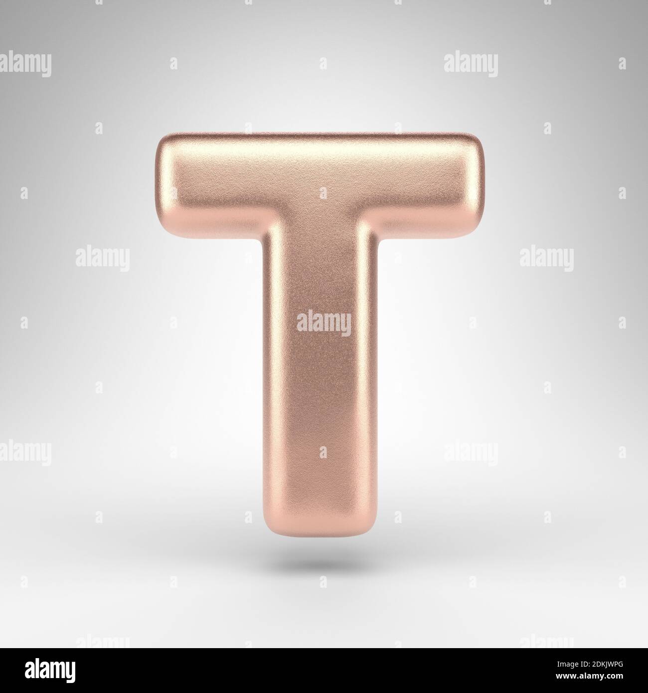 Letter T uppercase on white background. Matte copper 3D rendered font ...