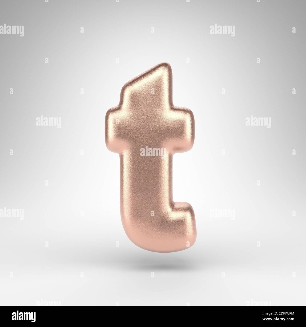 Letter T lowercase on white background. Matte copper 3D rendered font ...