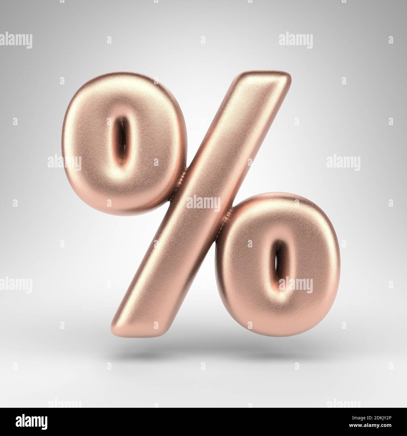 Percent symbol on white background. Matte copper 3D rendered sign with ...