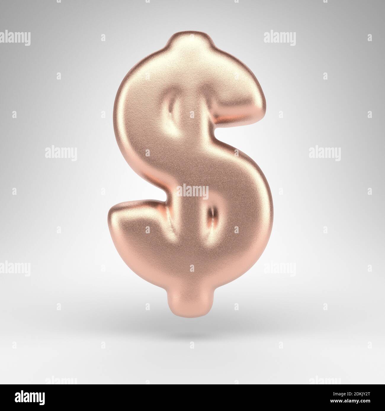 Dollar symbol on white background. Matte copper 3D rendered sign with ...