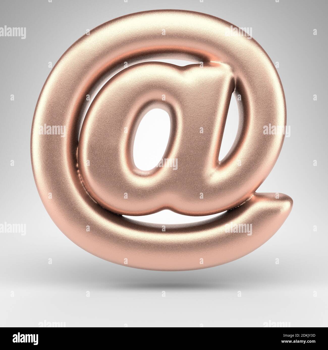 AT symbol on white background. Matte copper 3D rendered sign with shiny ...