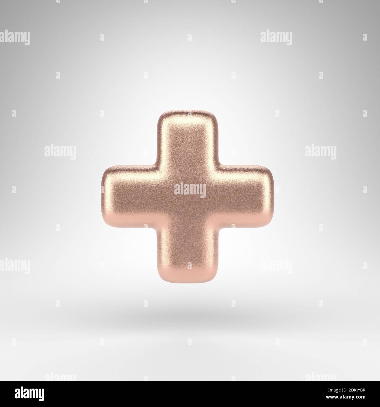 Plus symbol on white background. Matte copper 3D rendered sign with ...