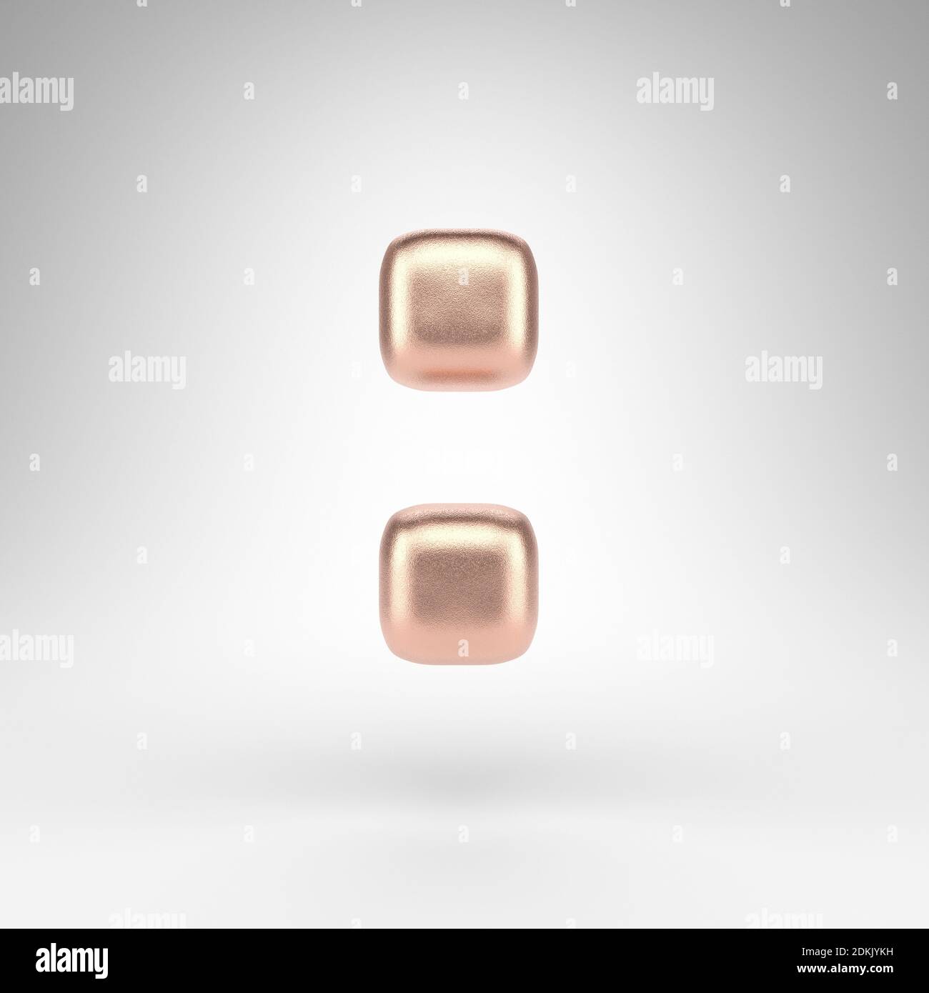 Colon symbol on white background. Matte copper 3D rendered sign with ...