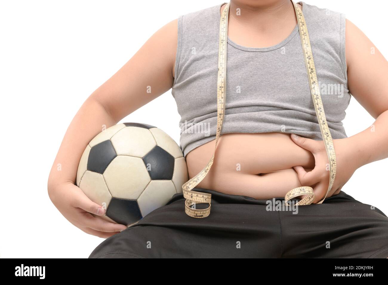 Overweight boy tape measure hi-res stock photography and images - Alamy