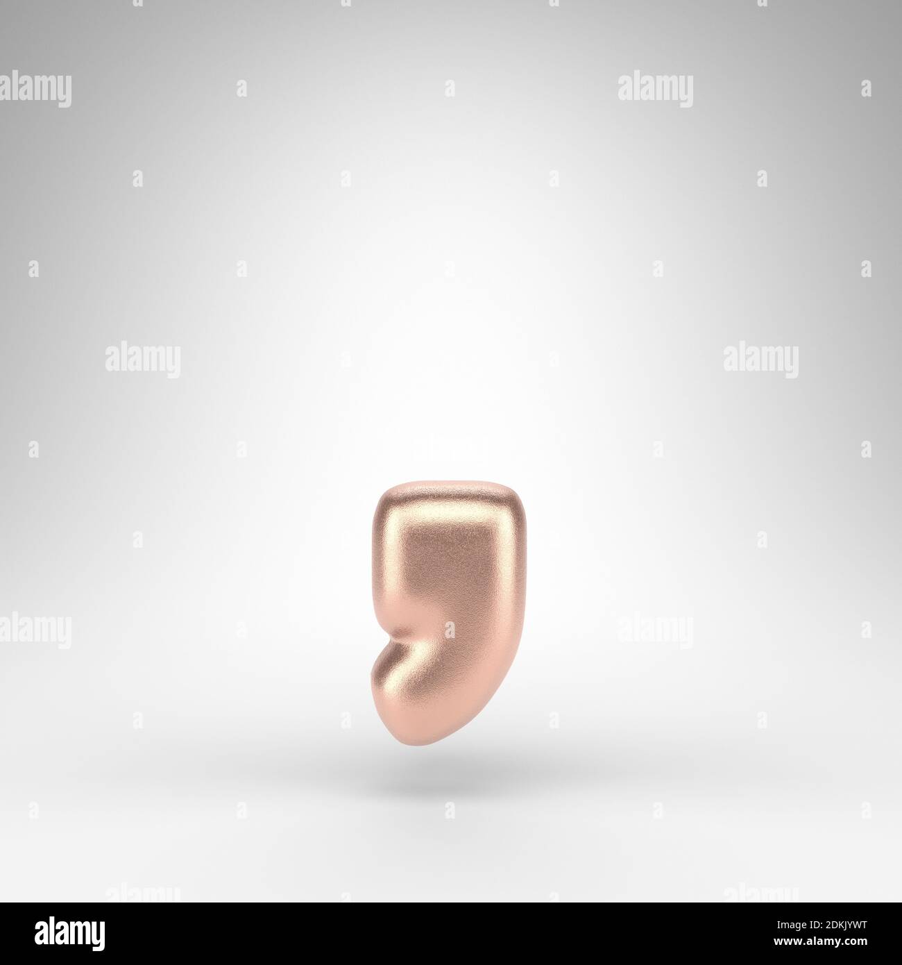 Coma symbol on white background. Matte copper 3D rendered sign with ...