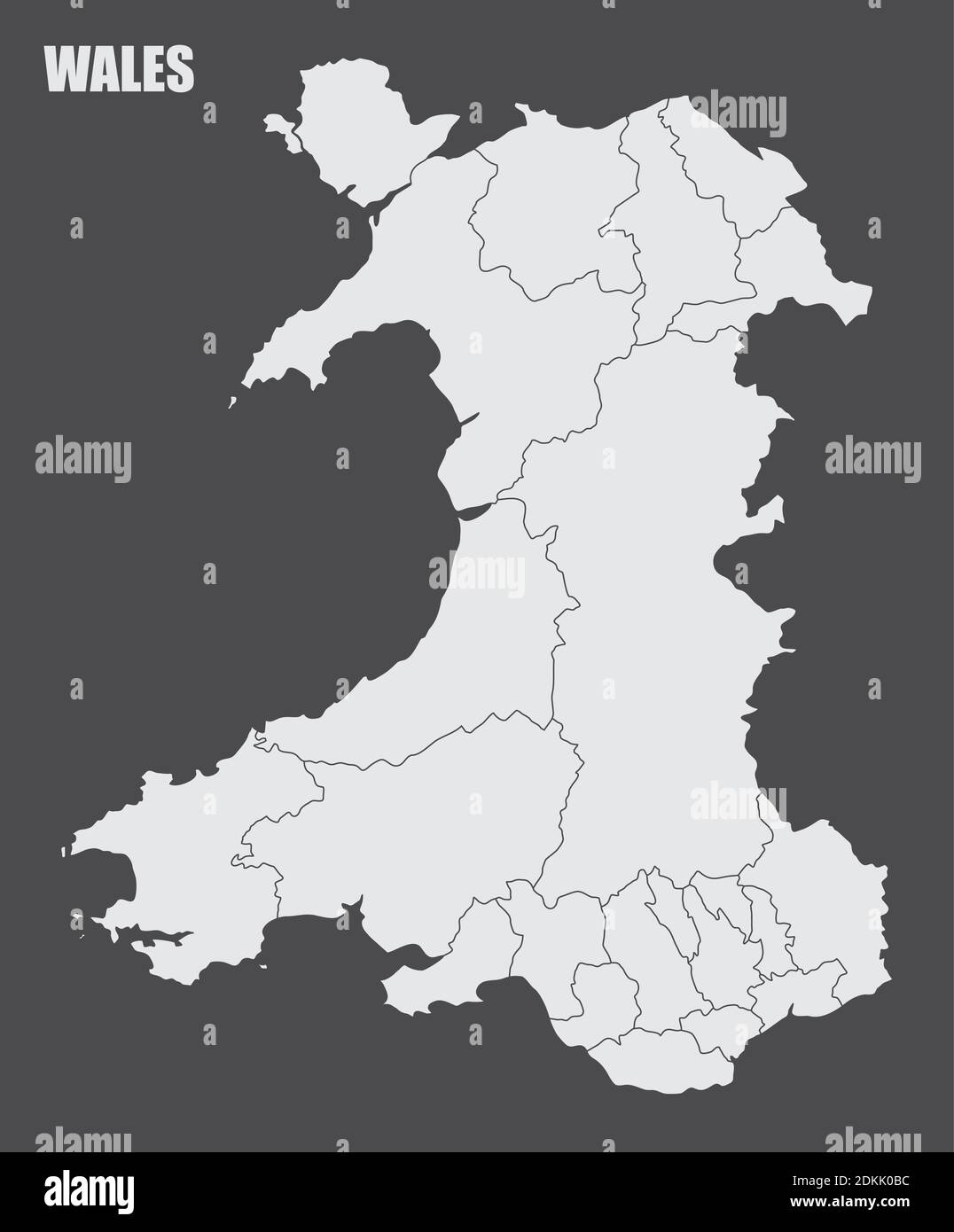 Wales regions map Stock Vector Image & Art - Alamy