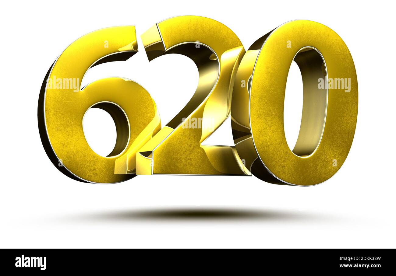 620 numbers 3D illustration on white background with clipping path ...