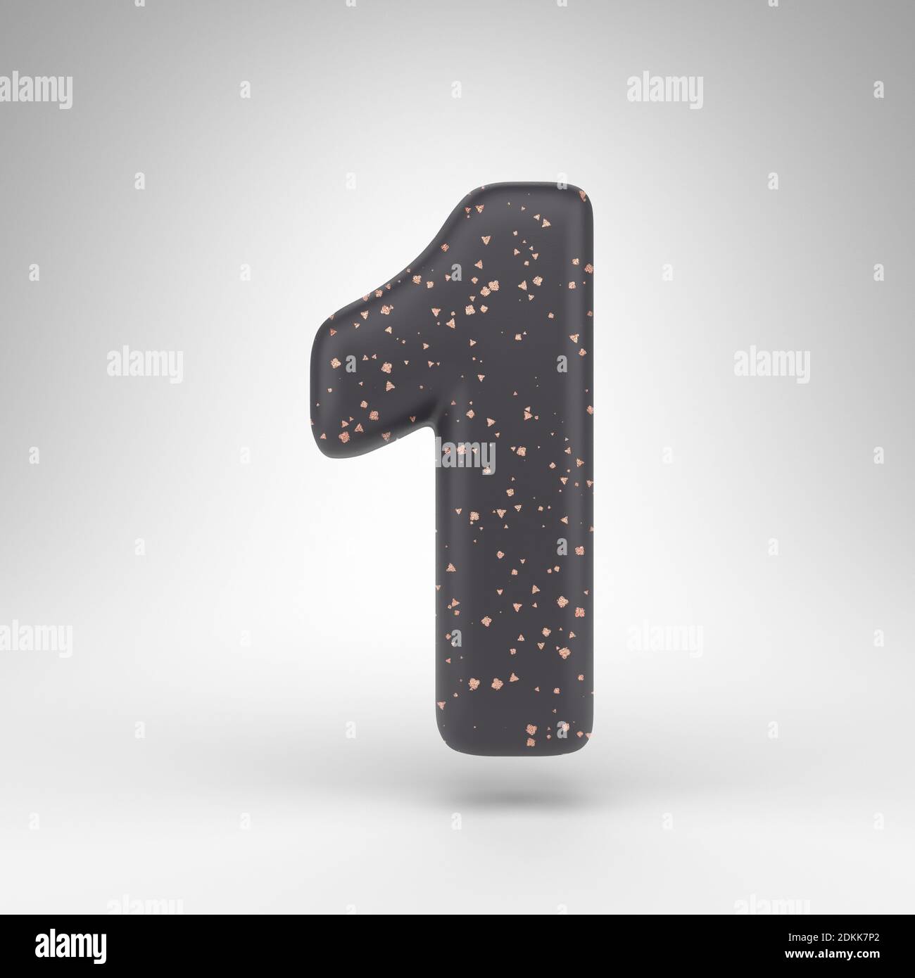Number 1 on white background. Black matte 3D rendered number with ...