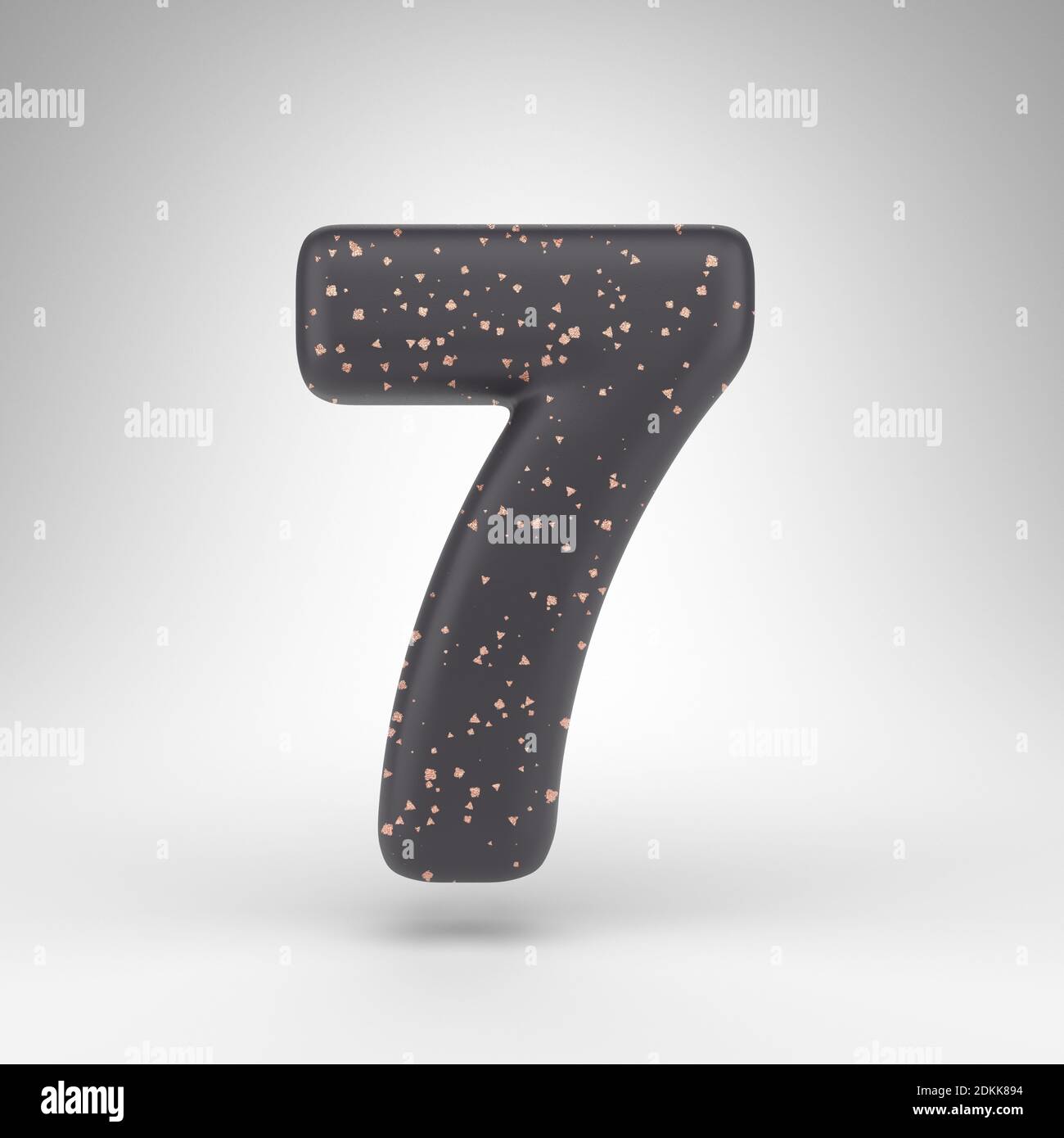 Number 7 on white background. Black matte 3D rendered number with ...