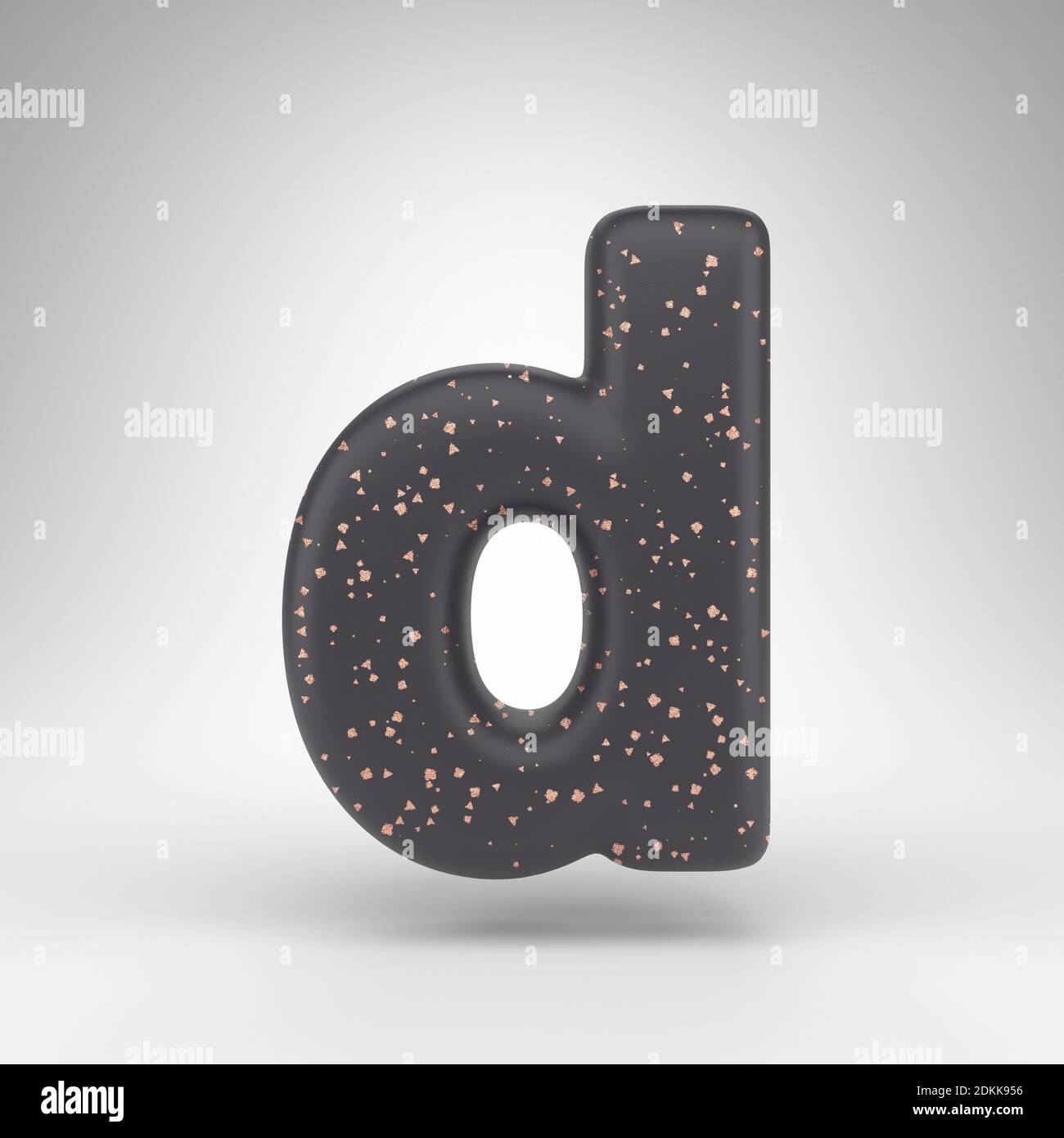 Letter D lowercase on white background. Black matte 3D rendered font ...