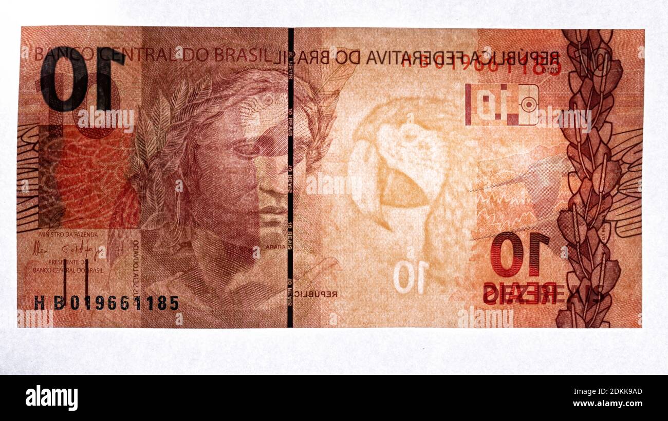 Brazilian paper money of ten reais Stock Photo - Alamy