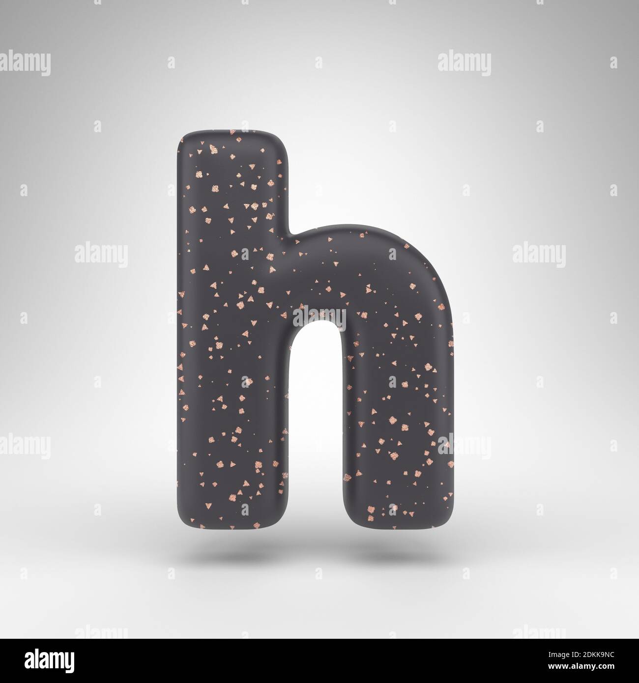 Letter H lowercase on white background. Black matte 3D rendered font ...