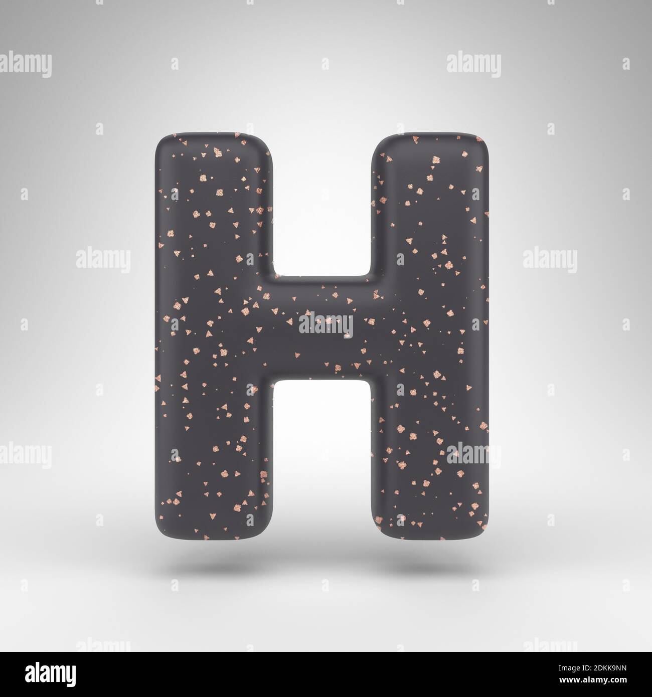 Letter H uppercase on white background. Black matte 3D rendered font ...