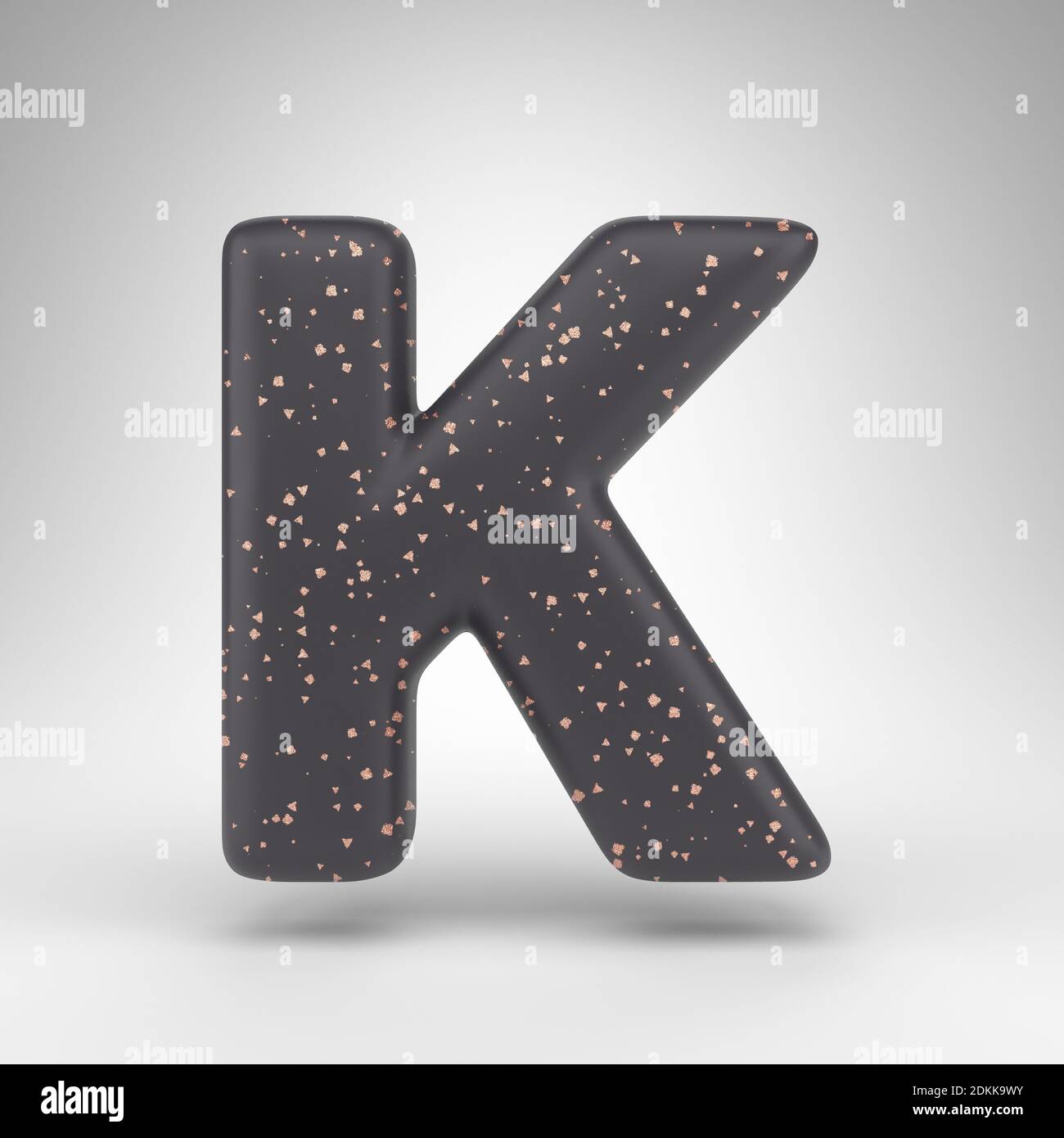 Letter K uppercase on white background. Black matte 3D rendered font ...