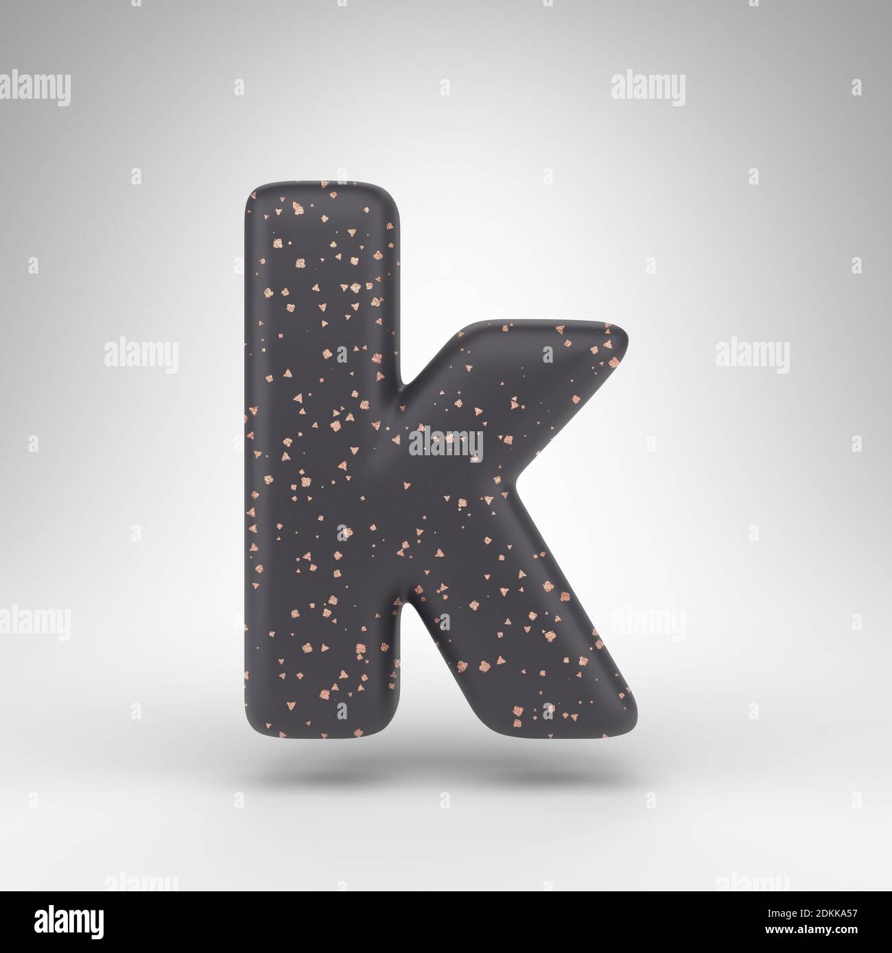 Letter K lowercase on white background. Black matte 3D rendered font ...