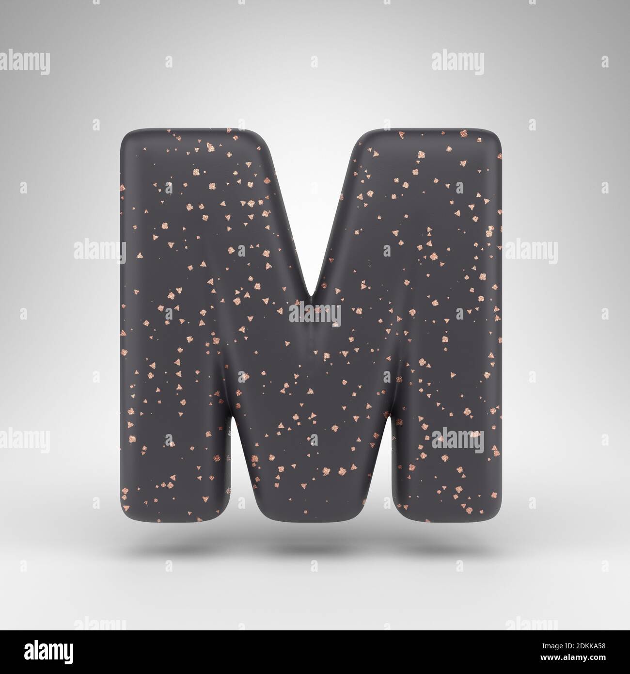 Letter M uppercase on white background. Black matte 3D rendered font ...