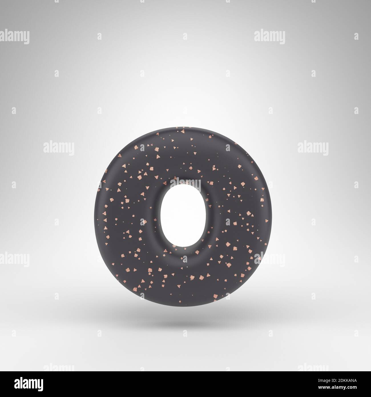 Letter O lowercase on white background. Black matte 3D rendered font ...