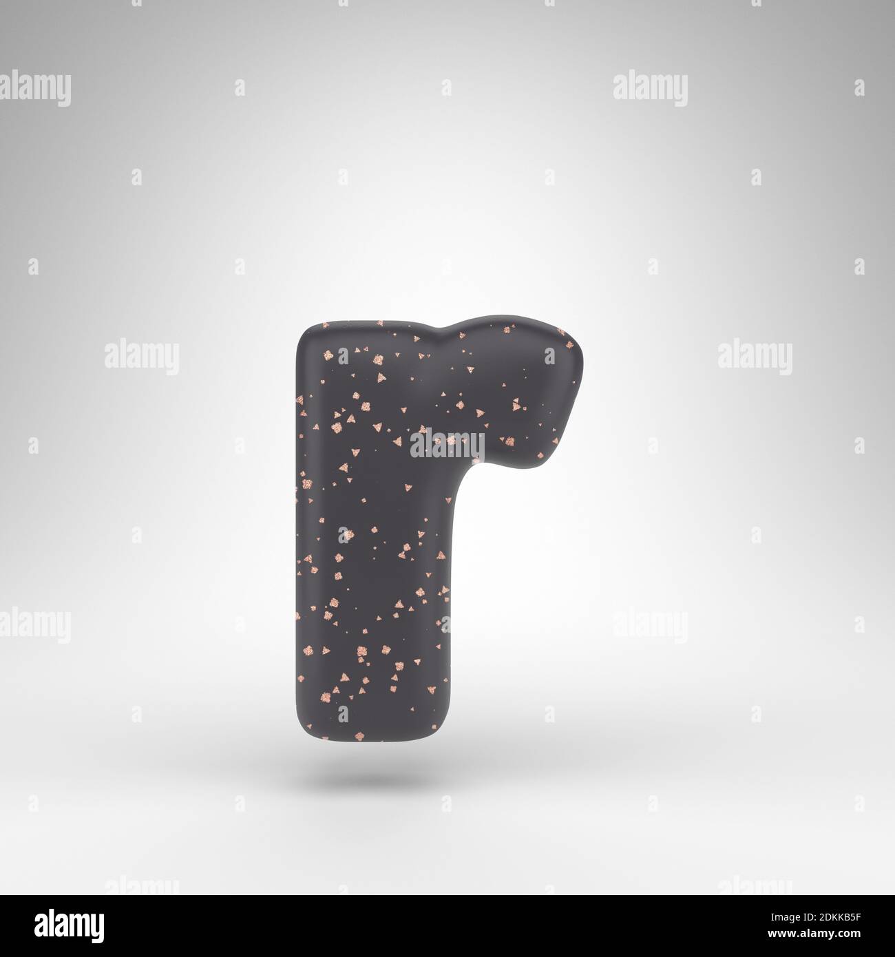 Letter R lowercase on white background. Black matte 3D rendered font ...