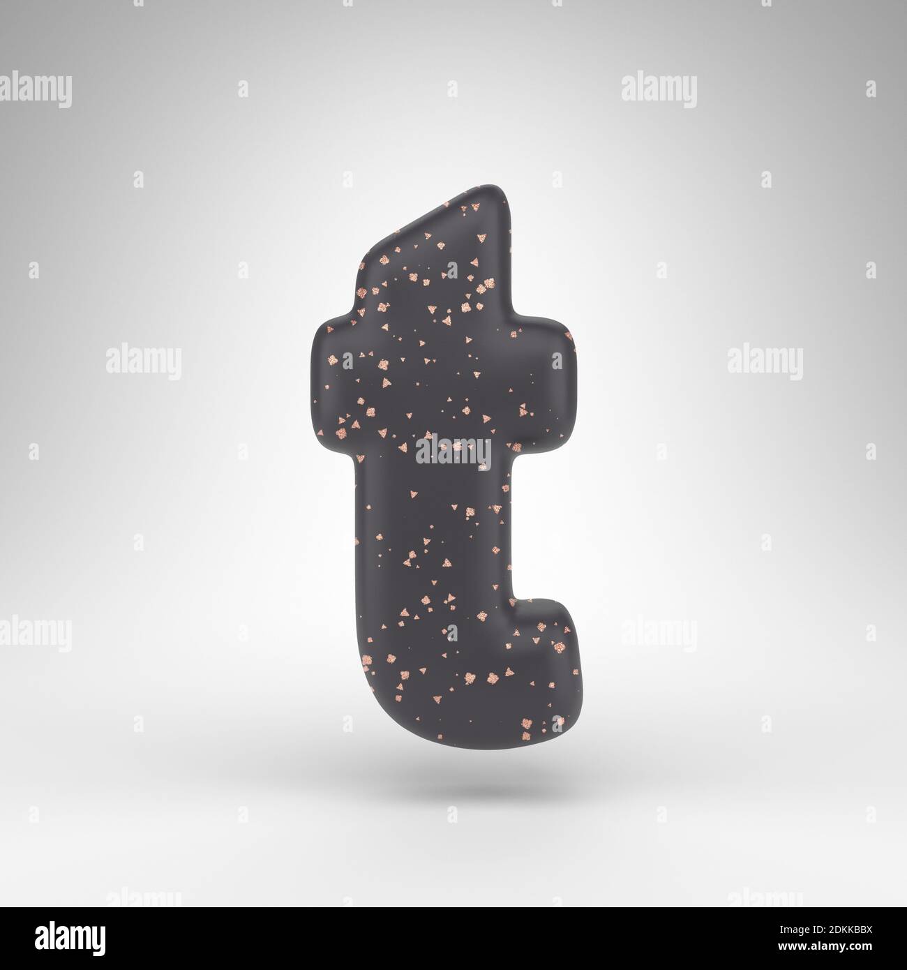 Letter T lowercase on white background. Black matte 3D rendered font ...