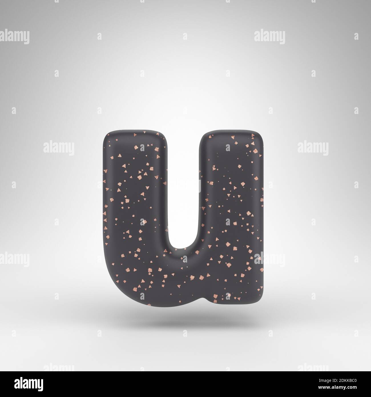 Letter U lowercase on white background. Black matte 3D rendered font ...
