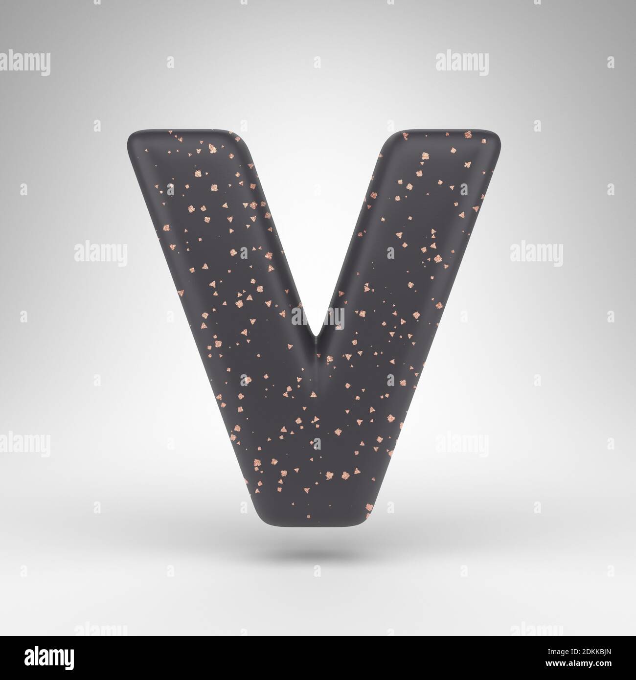 Letter V uppercase on white background. Black matte 3D rendered font ...