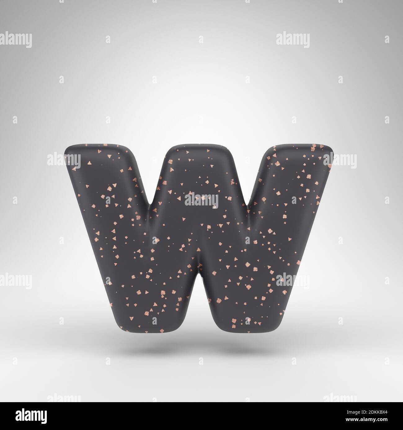 Letter W lowercase on white background. Black matte 3D rendered font ...