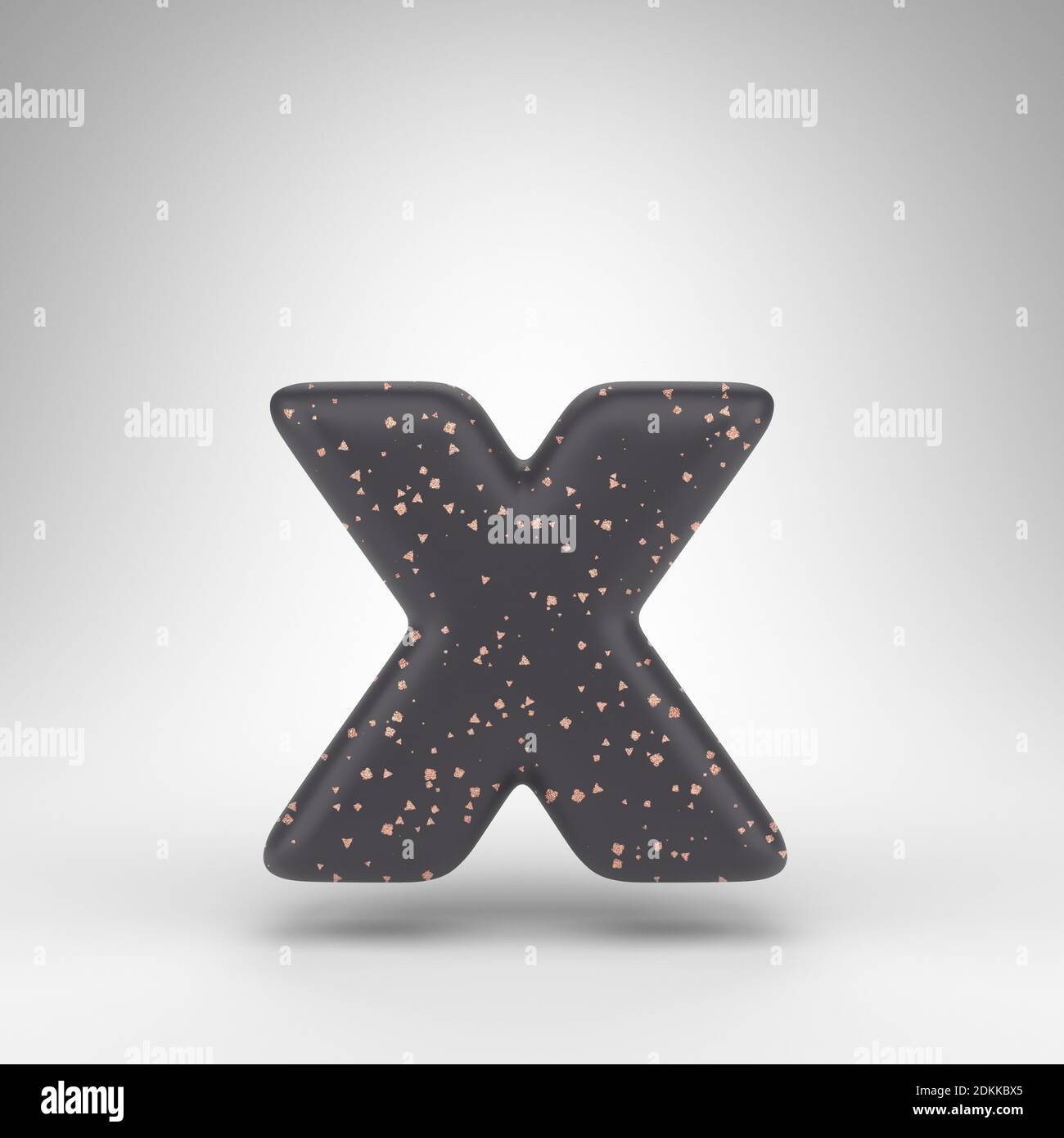 Letter X lowercase on white background. Black matte 3D rendered font ...