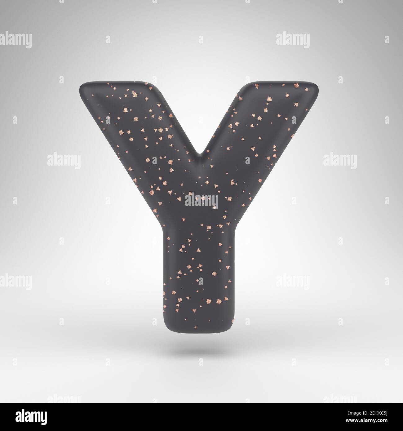 Letter Y uppercase on white background. Black matte 3D rendered font ...