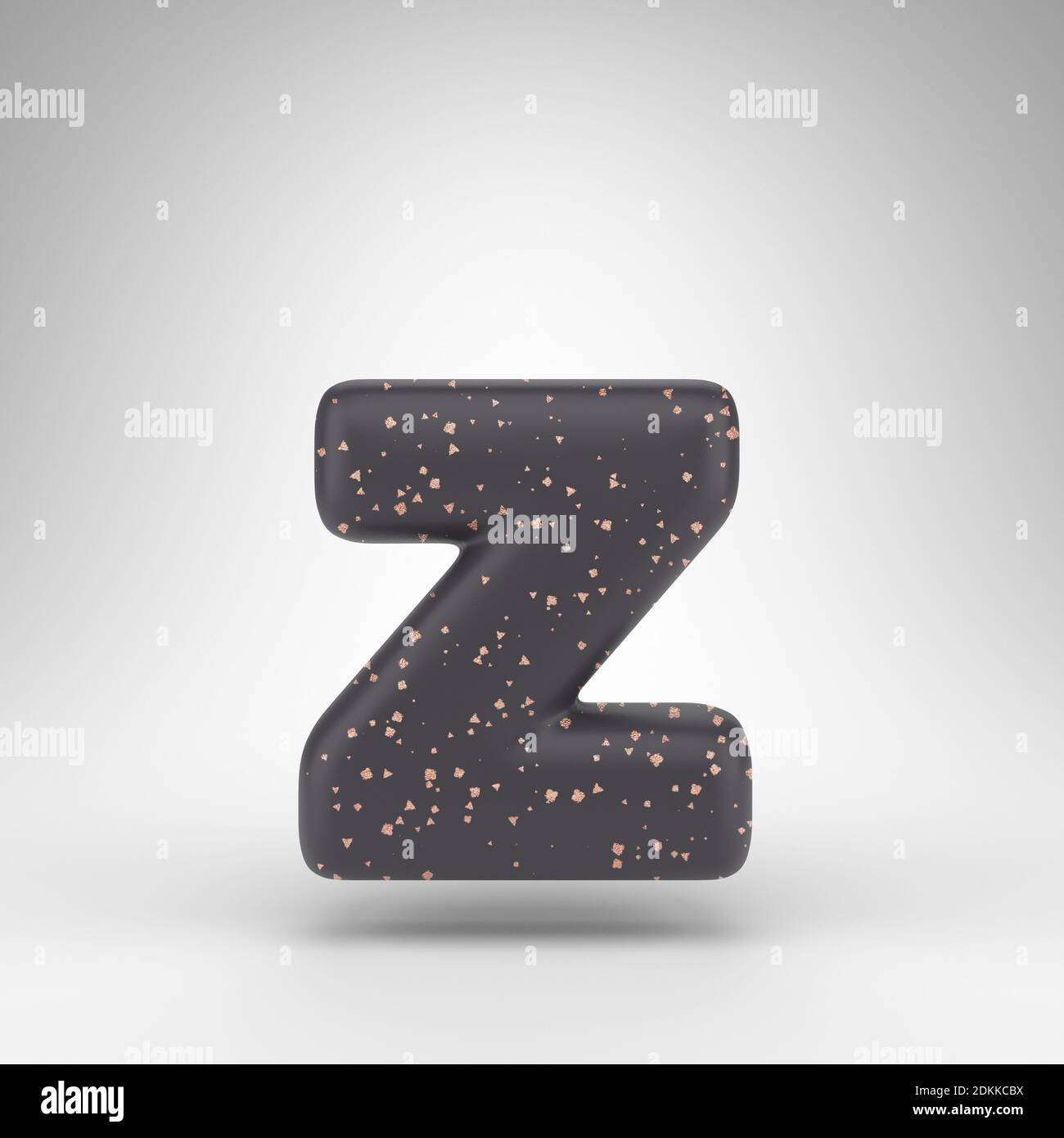 Letter Z lowercase on white background. Black matte 3D rendered font ...