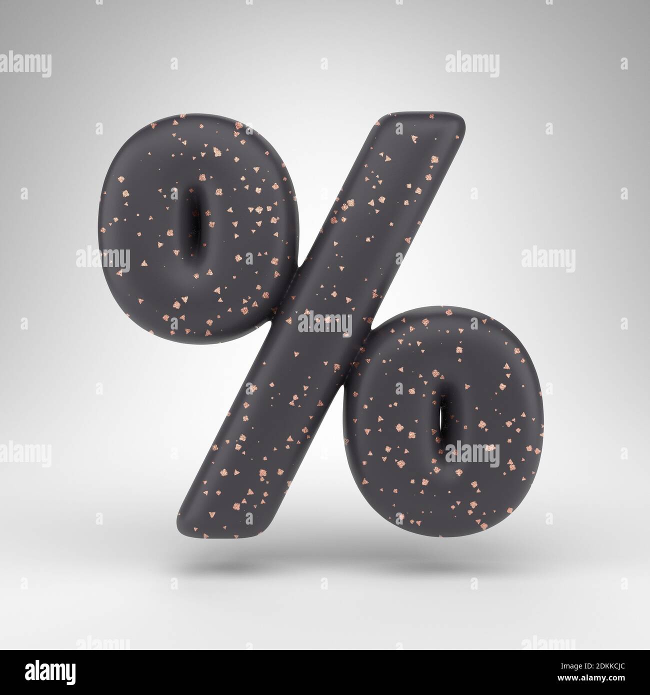 Percent symbol on white background. Black matte 3D rendered sign with ...