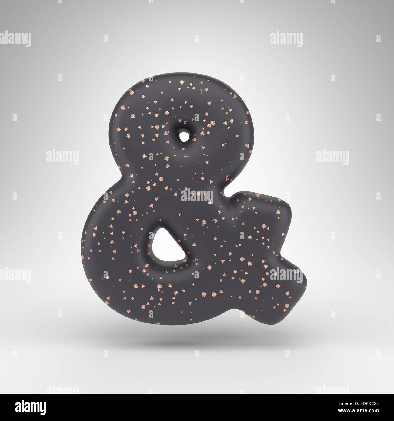 Ampersand symbol on white background. Black matte 3D rendered sign with ...