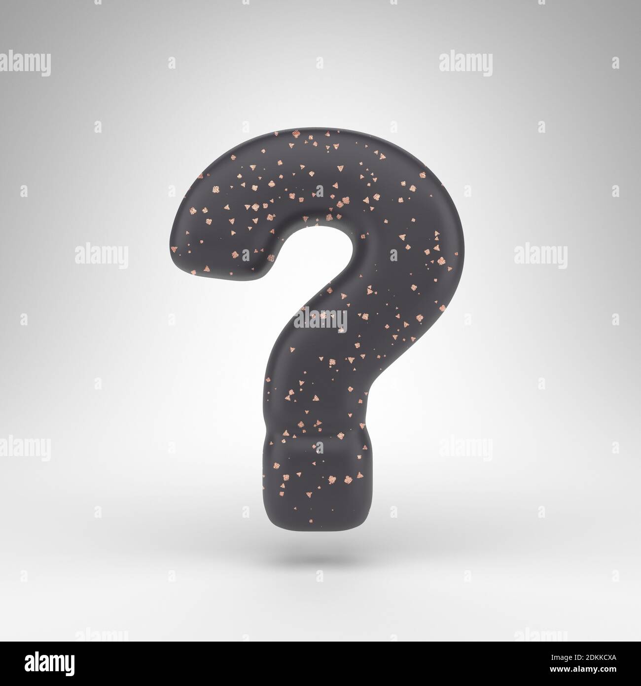Question symbol on white background. Black matte 3D rendered sign with ...
