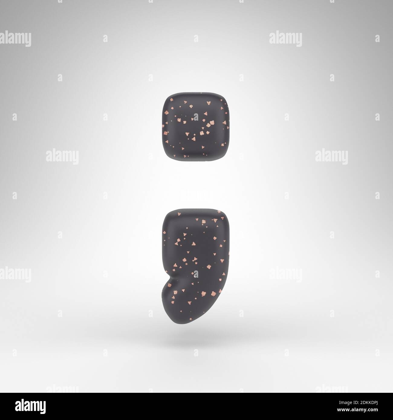 Semicolon symbol on white background. Black matte 3D rendered sign with ...